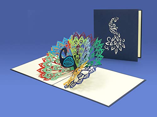 CUTPOPUP Mother's Day Card Pop Up, Birthday 3D Greeting Card (Peacock)