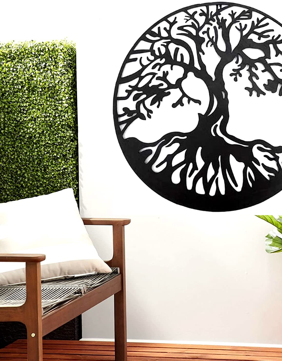 Bellaa 21925 Metal Wall Decor Tree of Life Circle Sign Living Room Outdoor Garden Rustic Art 24 inch
