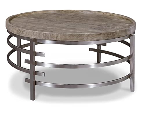 Signature Design by Ashley Zinelli Contemporary Coffee Table with Tray-Style Top and Chrome Base, Gray