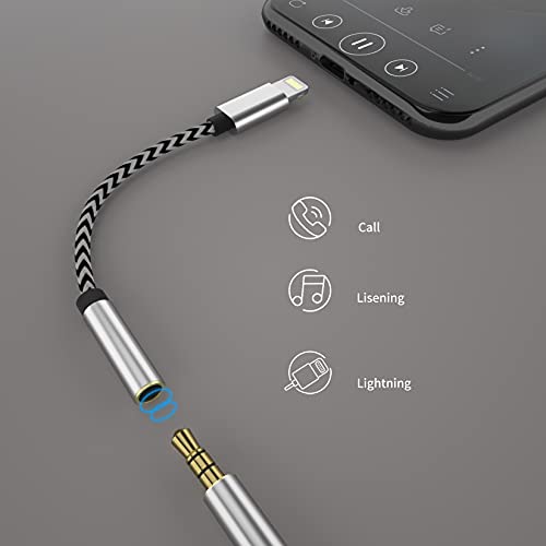 Aux Cord for iPhone, [Apple Mfi Certified] 3-in-1 iPhone Headphones Jack iPhone to car 3.5mm Aux Cord, Lightning to aux Adapter Compatible with iPhone 14/14Pro/13/13 Pro/13 Pro Max/12/12 Pro Max/11
