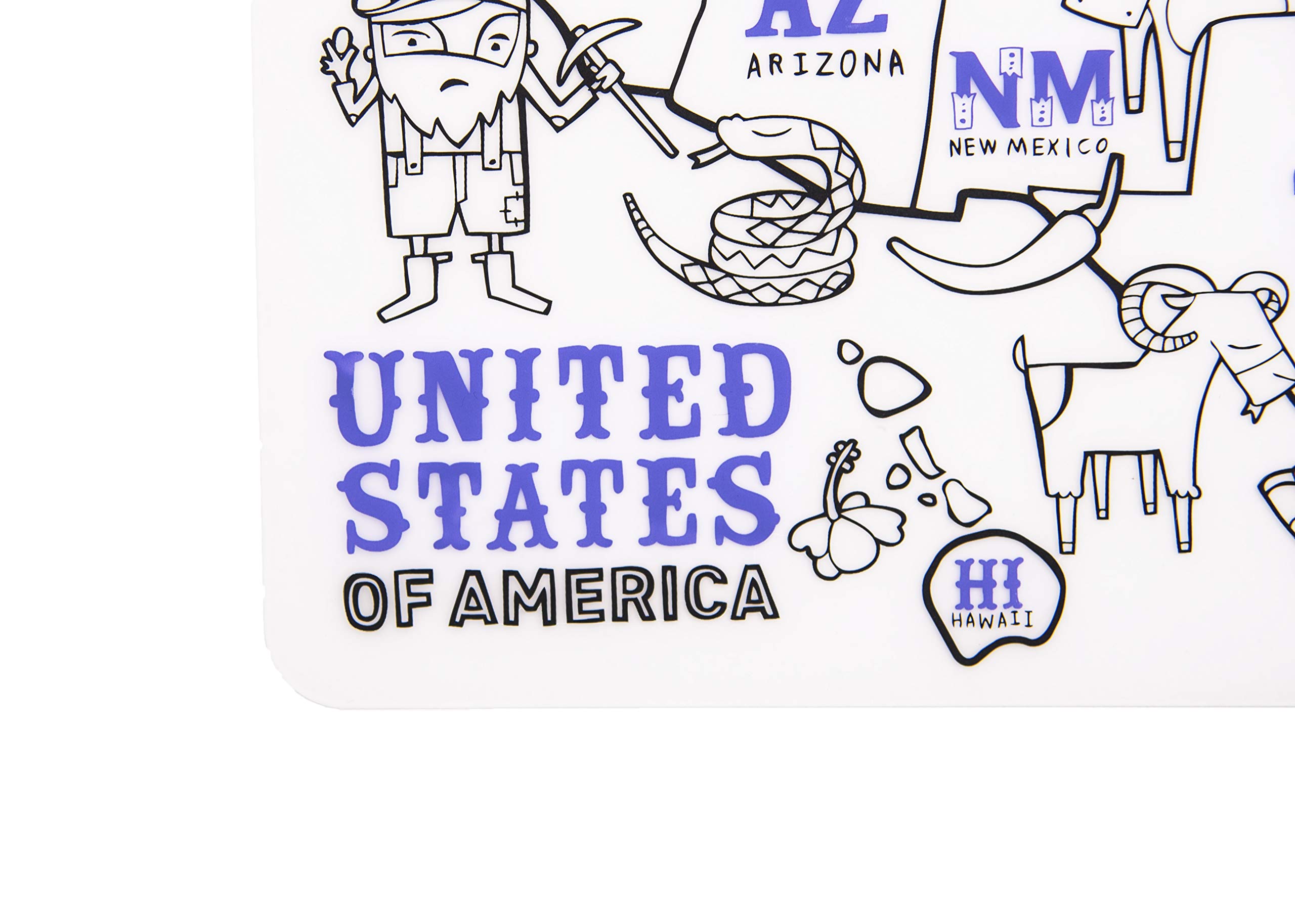 MODERN-TWIST Waterproof, Dishwasher Safe Mark, Mat & Marker Set, US Map