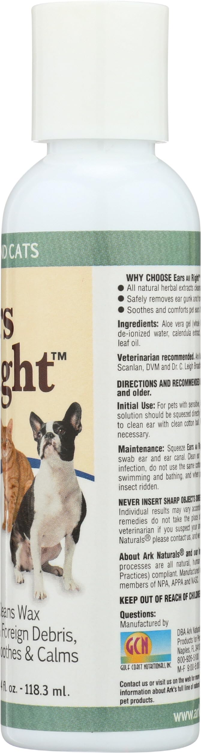 Ark Naturals Ears All Right Gentle Ear Cleansing Lotion for Dogs, Relieve Issues with Infection, Allergies, Odor and Wax, Natural Botanical Formula, 4 oz Bottle