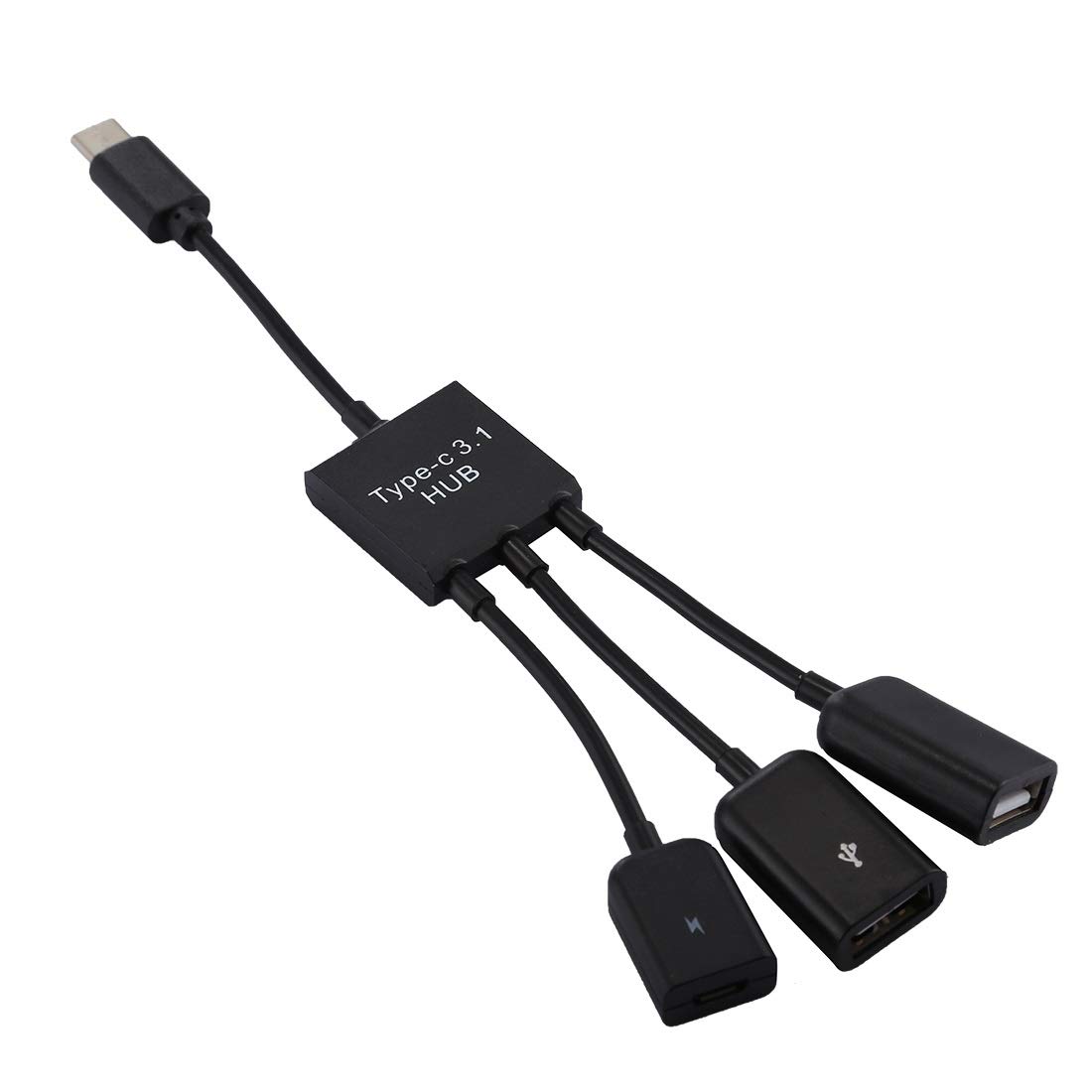 Jiali USB-C 4K Hub Converter Portable USB-C/Type-C Male to Dual USB Ports Female + Micro USB Female Mini Cable Hub Splitter Adapter