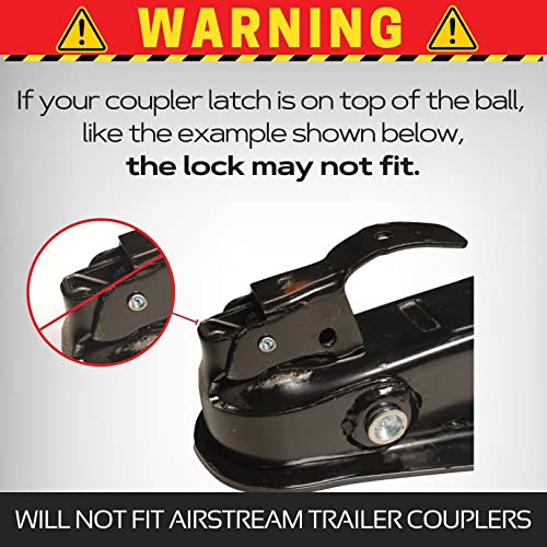 Equipment Lock BRHL - Steel Ball and Ring Hitch Lock - Durable, Secure Trailer Hitch Lock - Trailer Accessories - Electro-Plated and Powder Coated Finish - Red
