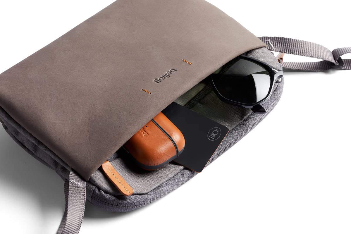 Bellroy City Pouch Plus Premium – (Slim Leather Crossbody Bag) - StormGrey