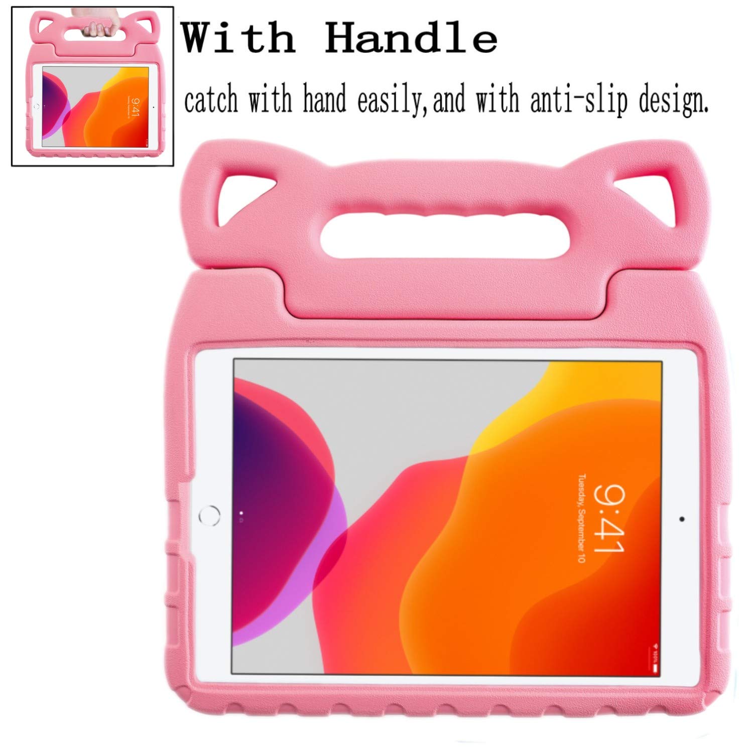 Tendmart Case Compatilbe with iPad 9th / 8th / 7th Generation 10.2 inch Model MYLF2LL/A MYLD2LL/A MYLC2LL/A MYN32LL/A MYL92LL/A MYLA2 Also for Kids Case Air 3rd Gen / Pro10.5 inch (Pink)
