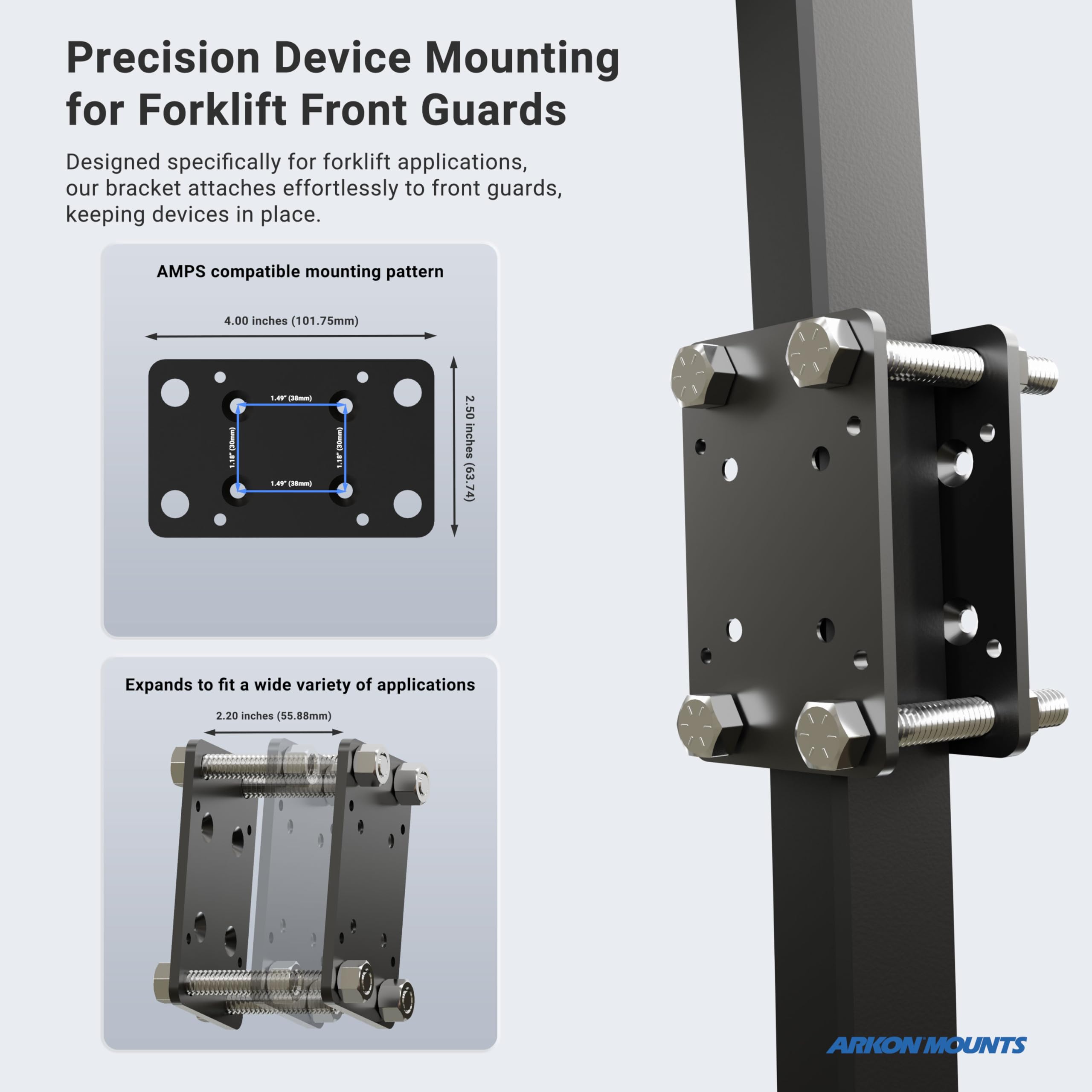 ARKON Mounts - Barcode Scanner Holder with Forklift Mount | Streamline Operations with Barcode Scanner Holster | Perfect for Warehouses & Factories | Easy Install | Ideal Zebra Scanner Holster
