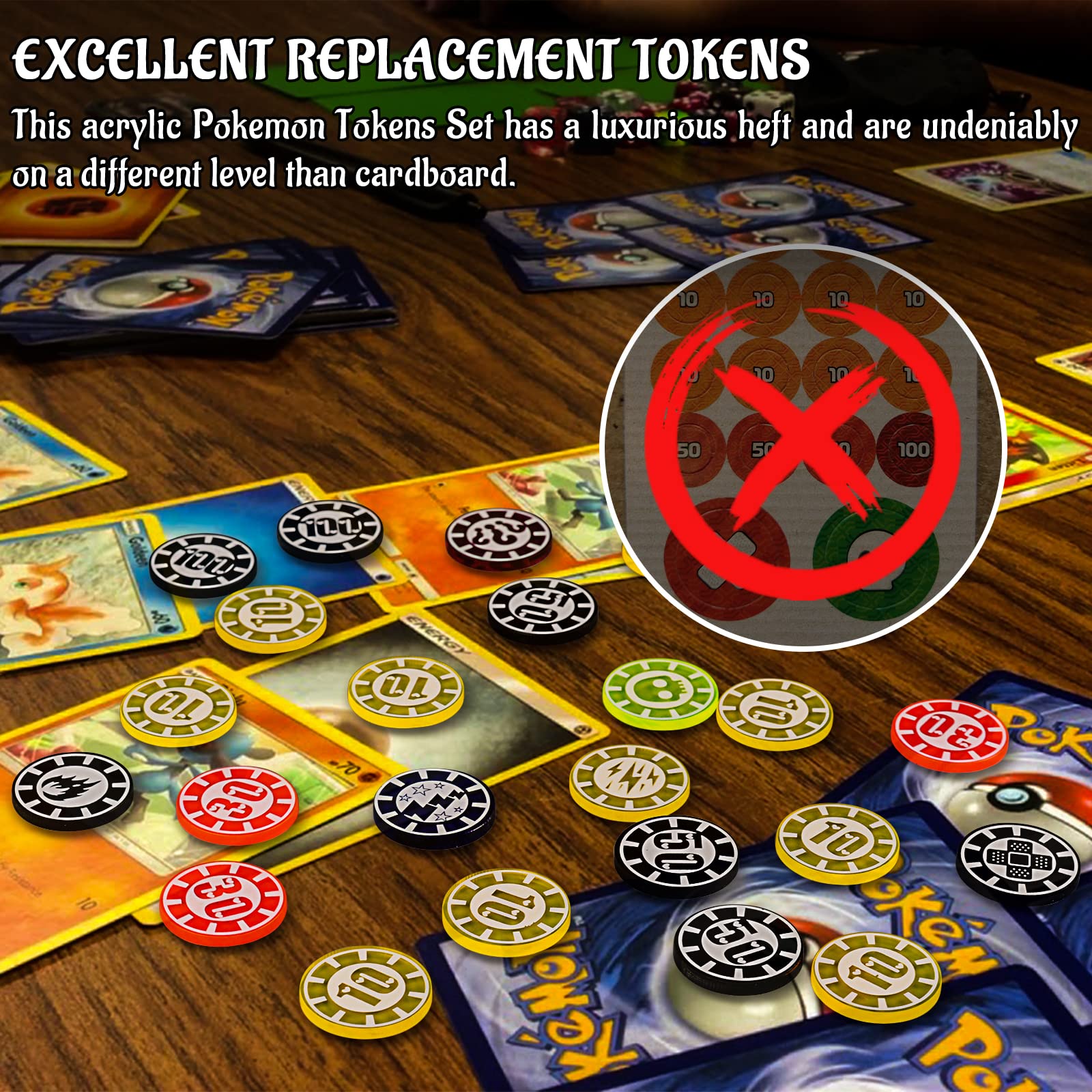 CZYY Damage and Status Counters Set of 24 Acrylic Effect Tokens Combatible with TCG
