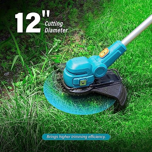 Berserker 20V 12" Cordless String Trimmer 2.0Ah Battery Powered and Fast Charger Included, 2-in-1 Compact Weed Wacker Eaters and Edger with Support Wheels,Ideal for Lawn Trim and Yard Maintenance