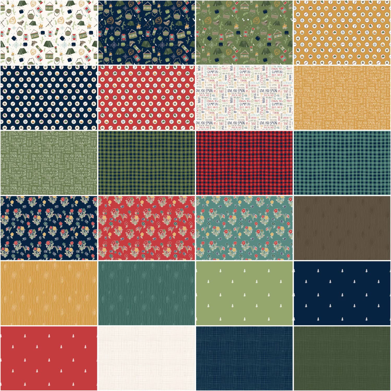 Love You S'More Riley Blake 5-inch Stacker, 42 Precut Fabric Quilt Squares by Gracey Larsen, Assorted