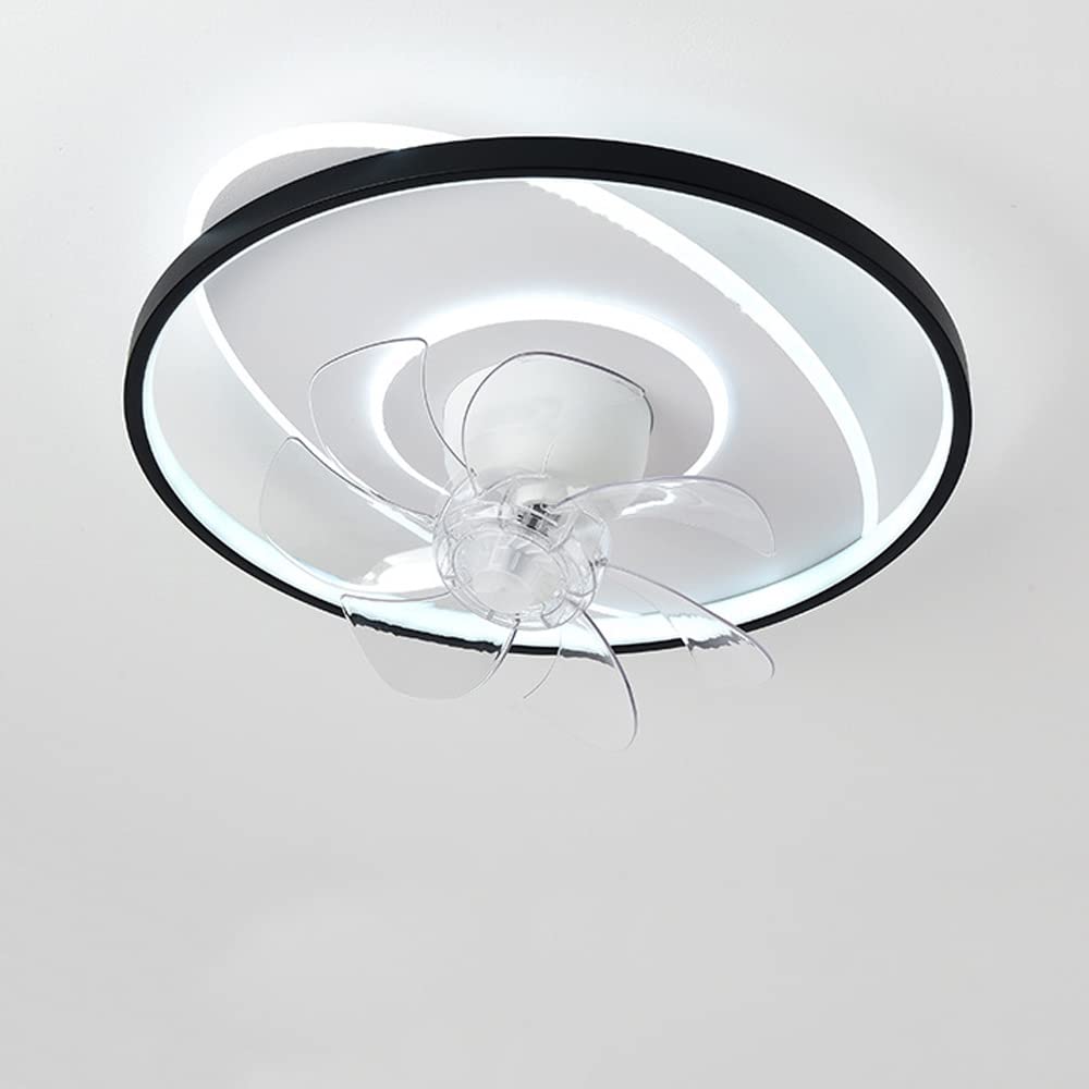 360° Swing Head Ceiling Fan Light, Modern Minimalist Interior Decorative Lighting Fixture, Flush Mount Bladeless Ceiling Fans, 6-speed Wind Speed Adjustment, Reversible (64W Infinitely Dimmable)