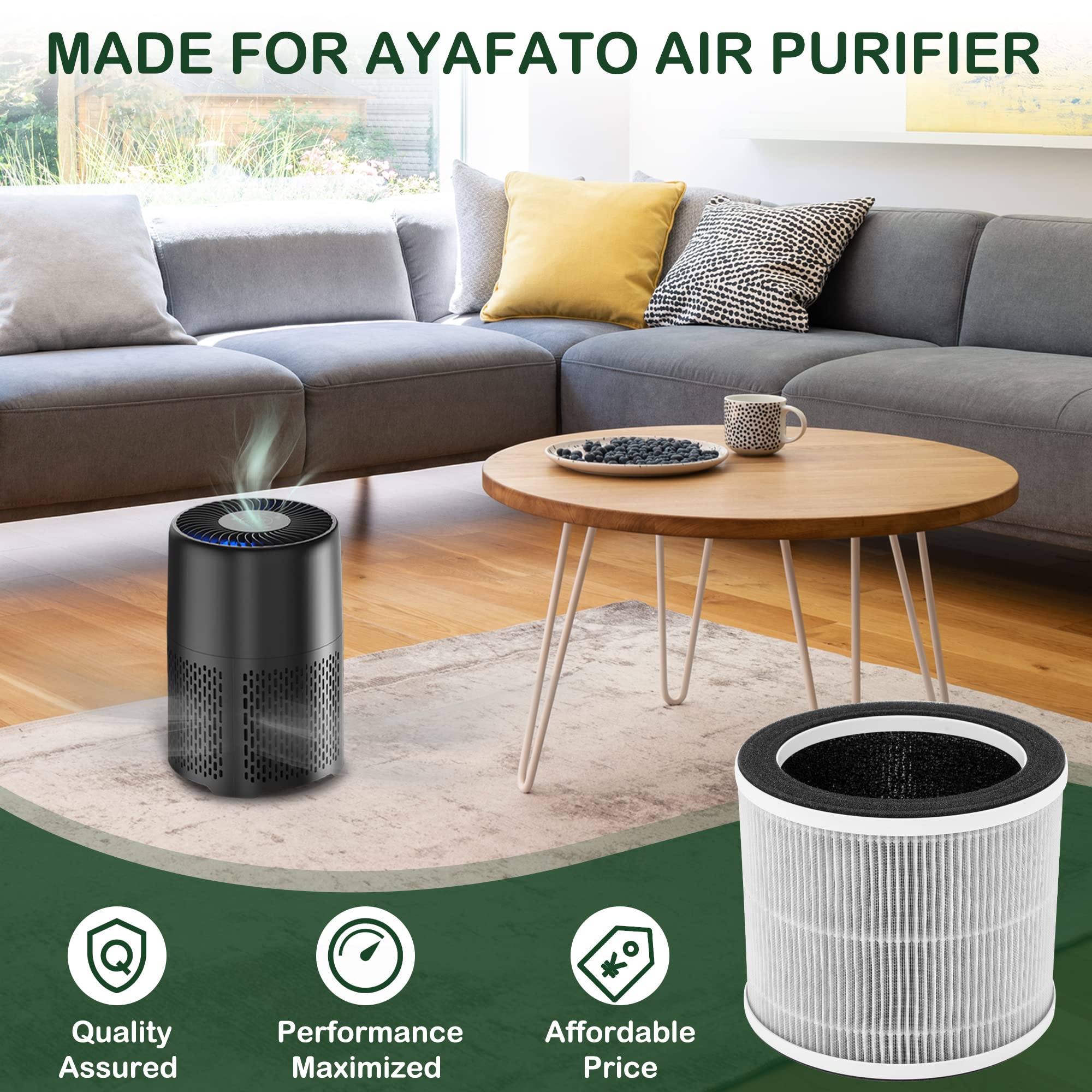 Air Purifier Replacement Filter for AYAFATO P001 Air Purifier, 3-in-1 H13 True HEPA Filter, 1 pack