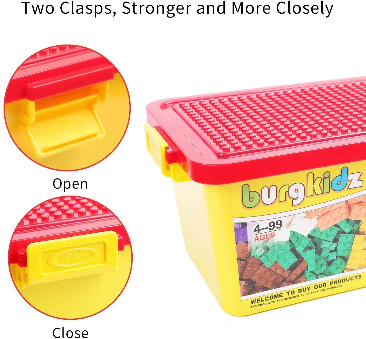 burgkidz Building Bricks 568 Pieces Toys, Classic Building Blocks Includes Wheels, Door, Window, Compatible Bulk Block with Storage Box and Baseplate, STEM Educational Gift for Kids 3+ Year