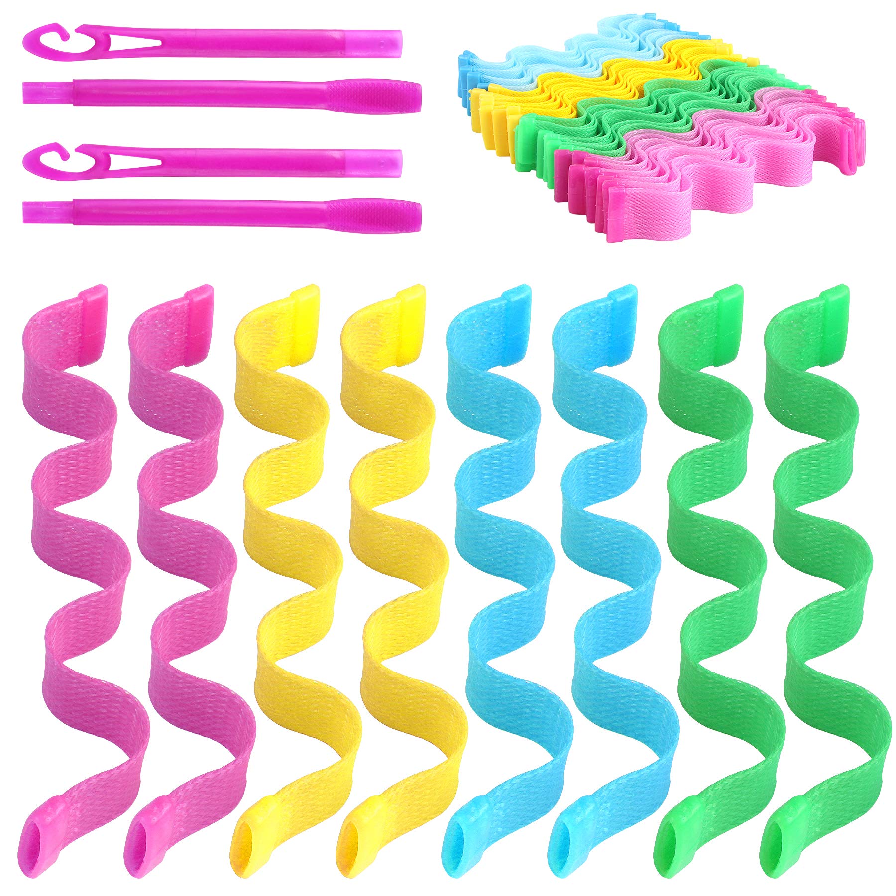36 Pcs Magic Hair Roller Curlers Heatless Styling Kit with 2 Pcs Hair Hooks for Women Girls (9.8inches)