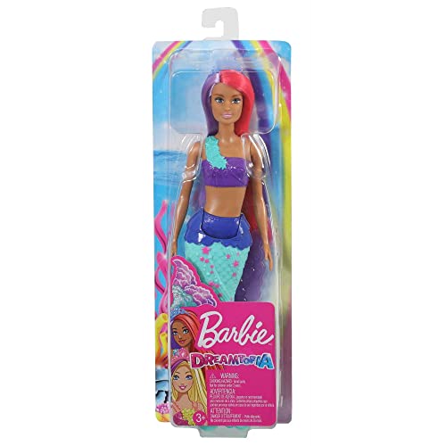 Barbie Dreamtopia Mermaid Doll, 12-inch, Pink and Purple Hair, with Tiara, Gift for 3 to 7 Year Olds
