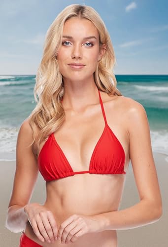 Body Glove Women's Standard DITA Solid Bikini Top Swimsuit, Smoothie True Red, D