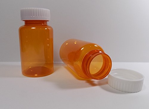 Preferred Vials-Plastic Medical Screw-Top Packer Bottles Wide Mouth Jars Clear Amber 5 Ounce 40 Dram Size Package of 25 Units