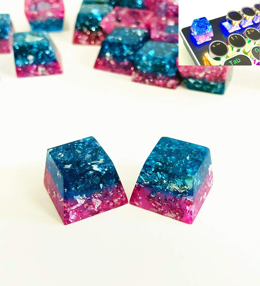 Handmade Resin R4 Keycap Jewelry Blue Pink 2.0 for Cherry MX RGB Gaming Mechanical Keyboard