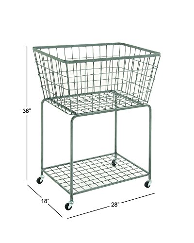 Deco 79 Metal Trapezoid Storage Cart with Wheels, 28" x 18" x 36", Gray