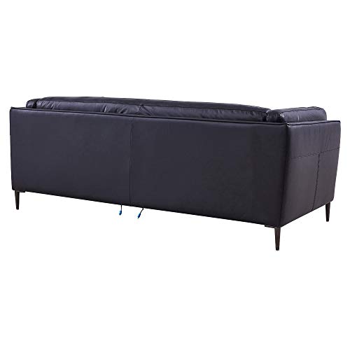 Armen Living Primrose Contemporary Top Grain Leather Power Recliner Living Room Sofa, Navy