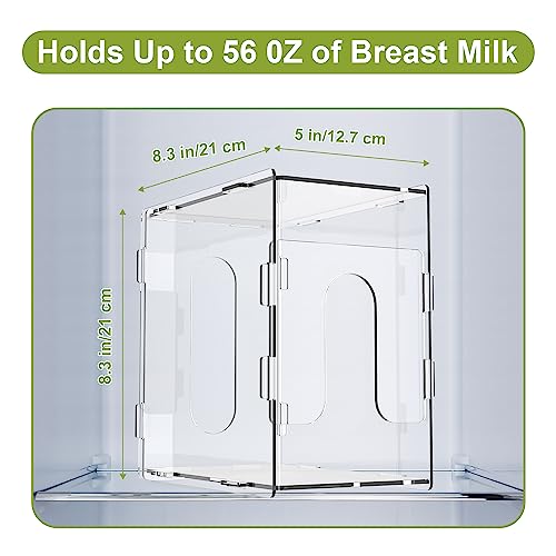 Breast Milk Storage Tower Freezer Storage Organizer, Clear Acrylic Feed Baby Breastmilk Storage Bags Containers for Fridge, Reusable Breastfeeding Accessories, Holds Up to 56 Oz Milkies
