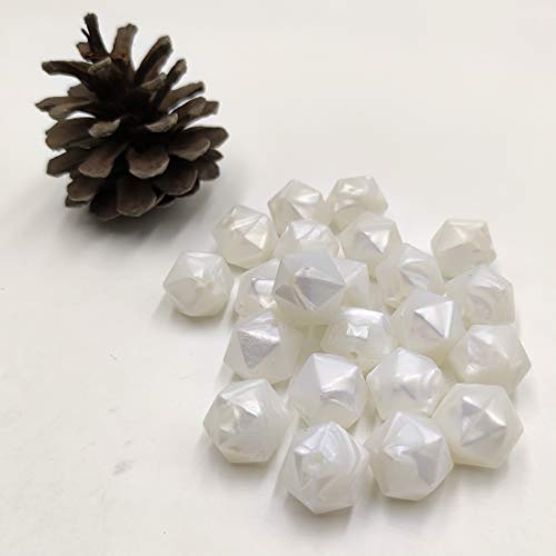 30pcs Pearl White Color 17mm Silicone Icosahedron Beads Silicone Pearl Beads Silicone Geometry Polygon Beads Mom Jewelry Necklace Making