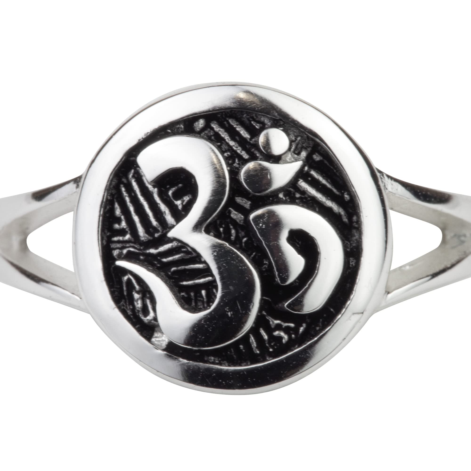 925 Solid Sterling Silver OM Ring - Buddhism AUM Jewelry - Allergy Free OHM for Yoga, Prayer, Meditation I