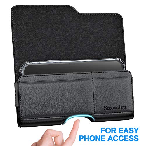 Stronden Holster for iPhone 14 Plus, 14 Pro Max, 13 Pro Max, 12 Pro Max, 11 Pro Max, XS Max - Leather Belt Case with Belt Clip [Magnetic Closure] Pouch w/Built in Card Holder (Fits Regular Case Only)