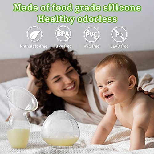 haakaa Manual Breast Pump 4oz/100ml and Ladybug Milk Collector 2.5oz/75ml Combo for Breastfeeding, Made of Food Grade Silicone