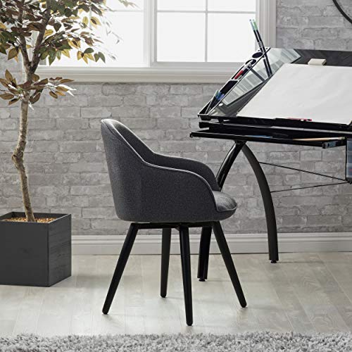 Studio Designs Home Dome Upholstered Swivel Dining, Office Chair Arms and Metal Legs, Grey, 24" W x 23" D x 32.5" H, Charcoal Gray