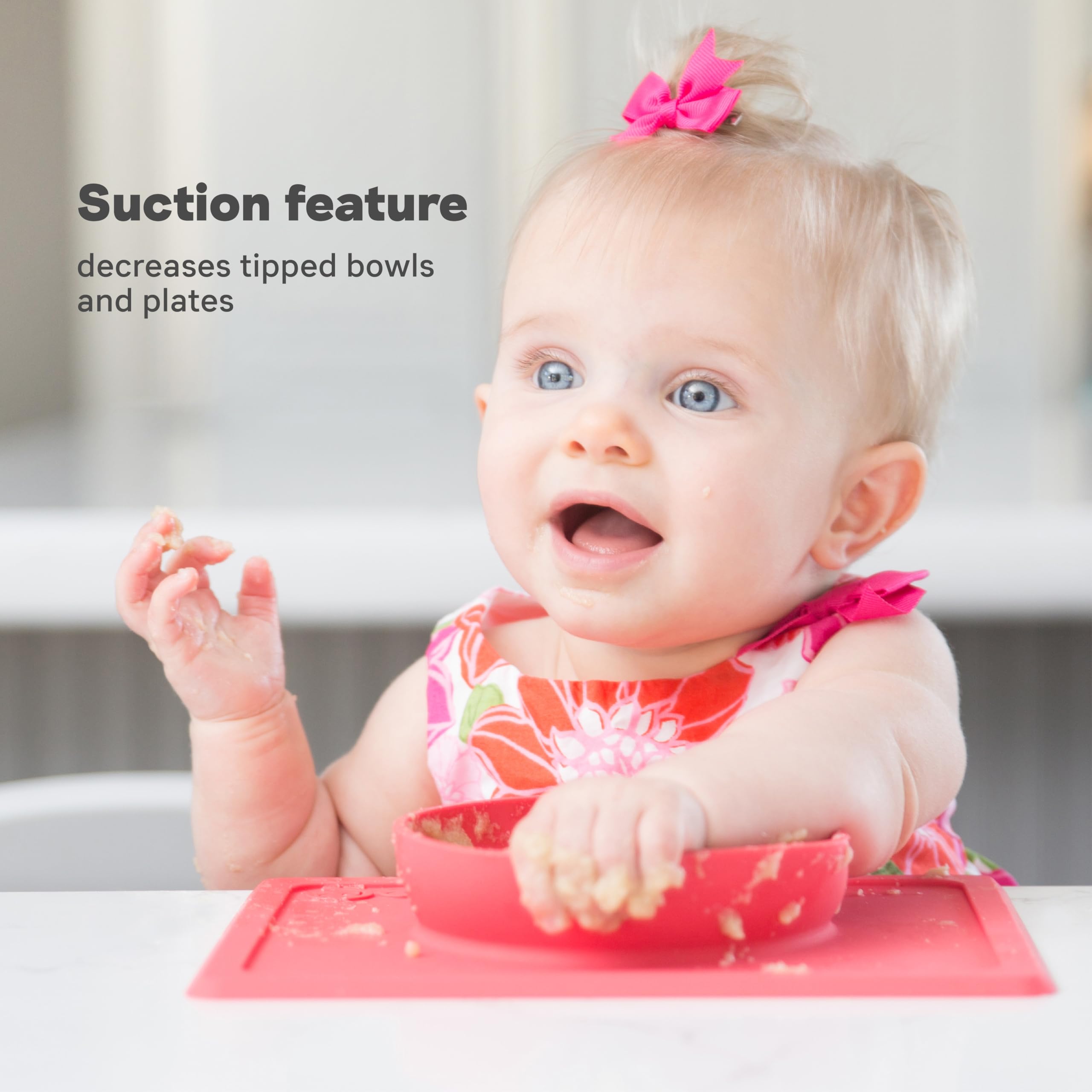 ezpz Mini Bowl for 12 Months+ (Lime) - 100% Silicone Suction Bowl with Built-in Placemat for Toddlers - Comes with a Reusable Travel Bag