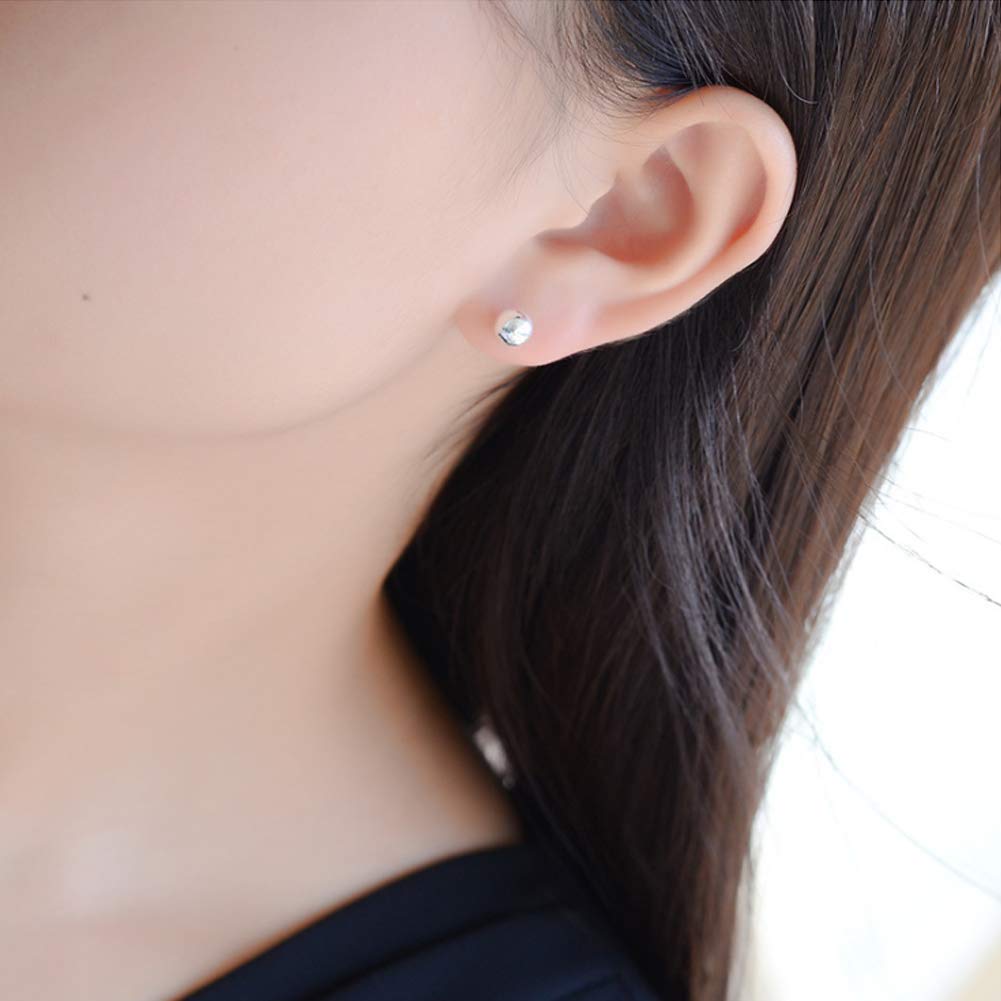 925 Sterling Silver Stud Earrings for Women, Sterling Silver Earrings Tiny Stud Earrings for Multiple Piercings 5 Pairs Different Sizes Stud Earrings Set 2mm 3mm 4mm 5mm 6mm