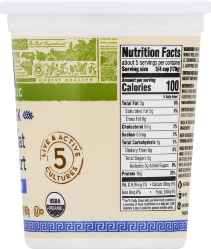 365 by Whole Foods Market, Yogurt Greek Plain Non Fat Organic, 32 Ounce