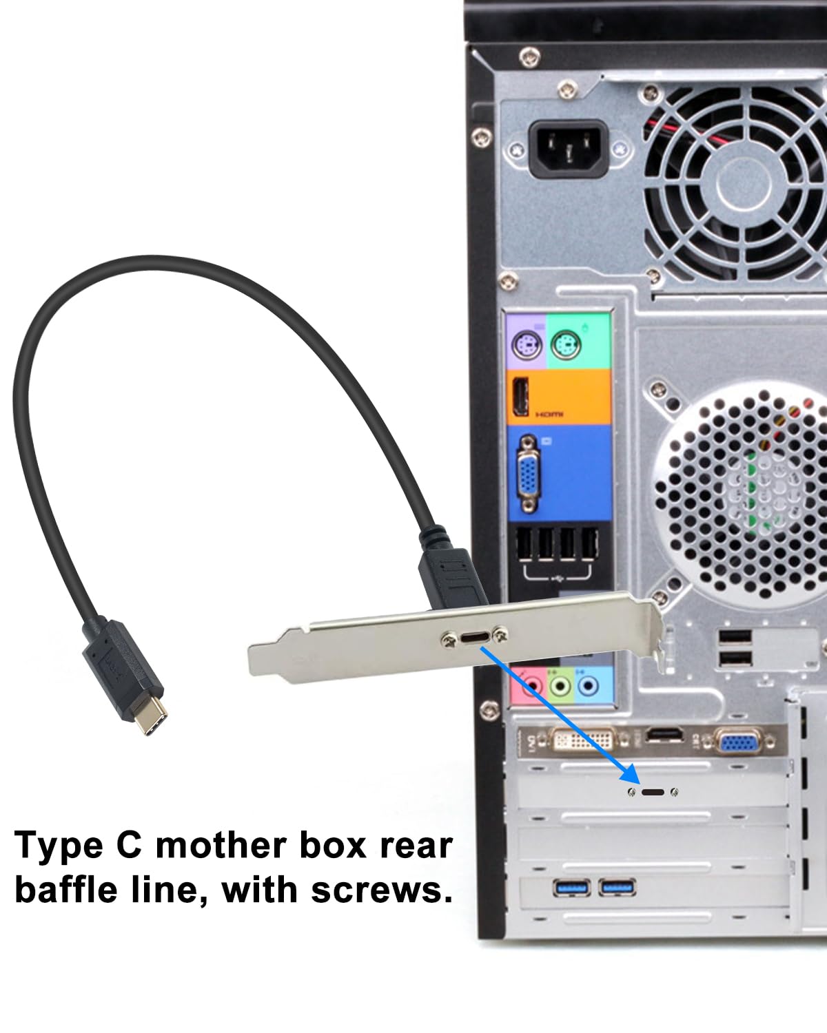 Poyiccot USB 3.1 Type C Extension Cable, USB C Extension Cable Short, USB C Panel Mount 10Gbps 60W USB C Extender Cable for Data & Sync (Straight USB C Male to Female), 1ft/30cm