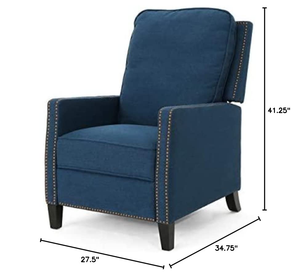 Christopher Knight Home Armstrong Recliner, Navy Blue + Dark Brown