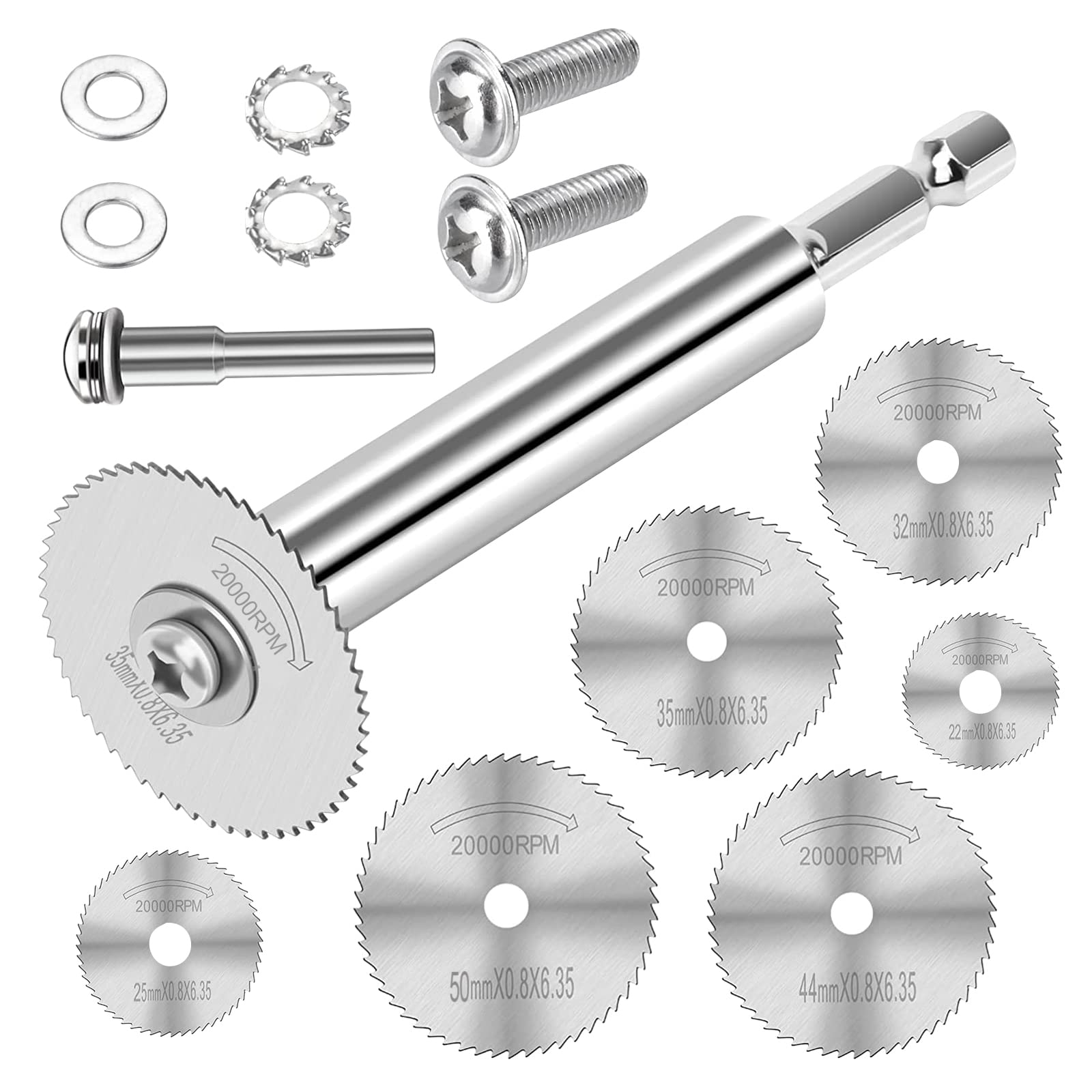 9PCS PVC Pipe Inside Cutter Set (6Pcs Rotary Drill Saw Blades with 1/4" Hex Shank & Round Shank) Plastic Plumbing Inside Cutter, HSS Saw Disc Wheel Cutting Blades for Drills Rotary Tools