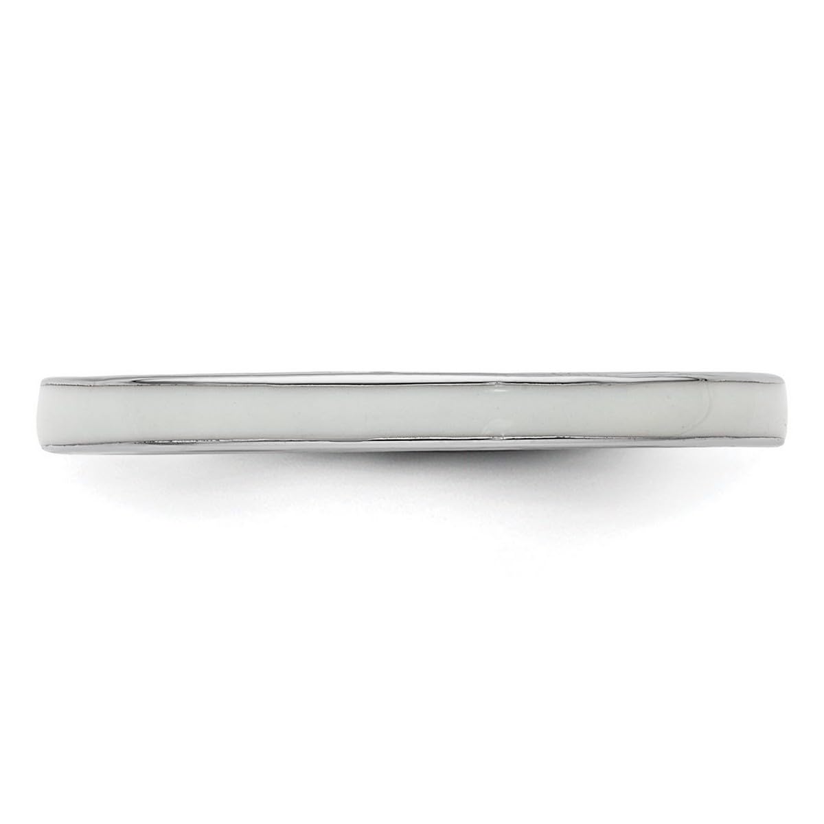 925 Sterling Silver Polished Stackable Expressions White Enameled 2.25mm Ring Size 7 Jewelry for Women