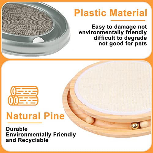Cooenia Cat Toy Roller Scratcher Pad 2-Level Turntable Sisal Scratching 3 Tracks Balls for Indoor Cats Interactive Kitten Fun Mental Physical Exercise Puzzle