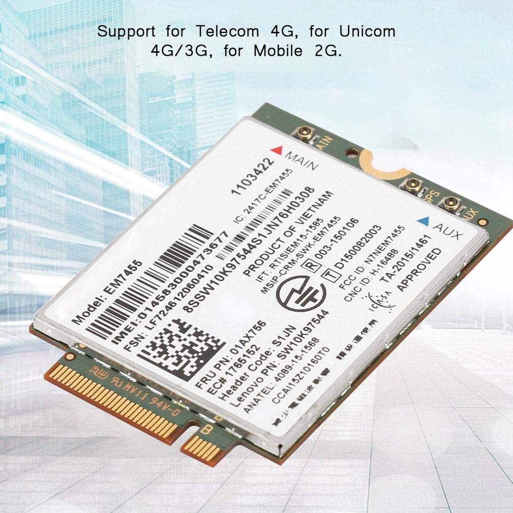 Portable 4G LTE Module for ThinkPad, EM7455 UMTS HSDPA HSPA + LTE 4G Network Card, Integrated Chipset, NGFF/M.2 Interface, Network Module for T460, T460p, T460s T470 T470S T470P X260 X270
