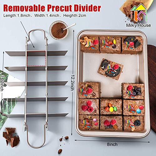 Brownie Pans with Dividers, Non Stick Brownie Baking Pans, Baking Pan with Built-in Slicers Solutions, 18 Pre-Cut Brownie Pans, Rectangular Cake Pans Square Molds for Oven Baking Bread, 12 by 8 inches