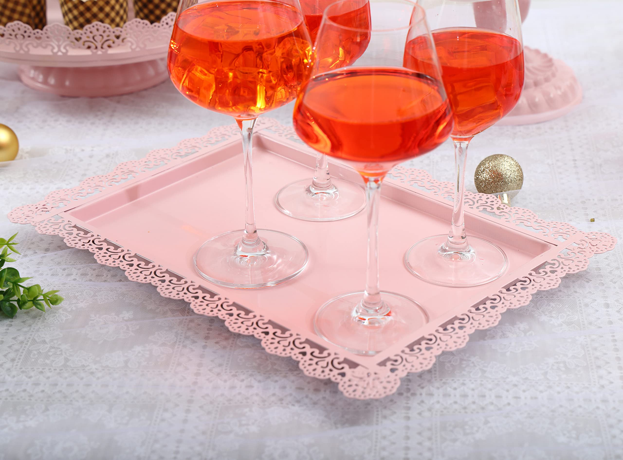 6 Pcs Pink Cake Stands Set, Cake Pedestal Stand Display Table Tiered Cupcake Holder Candy Fruite Dessert Plate Decorating for Wedding Birthday Party Baby Shower Celebration