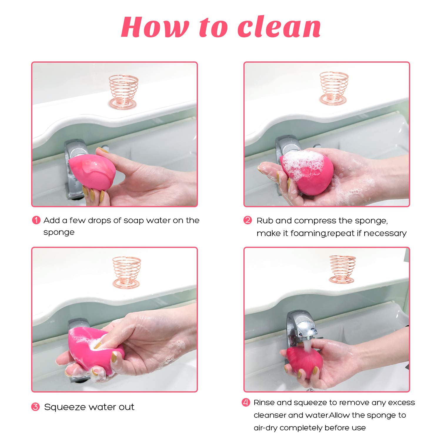 Makeup Sponges Blender Set Beauty Foundation Blending Egg Stand, Cosmetics Sponge Blender Applicators for Powder Cream or Liquid, 10pcs Beauty sponges and 2pc Makeup Sponges Holders