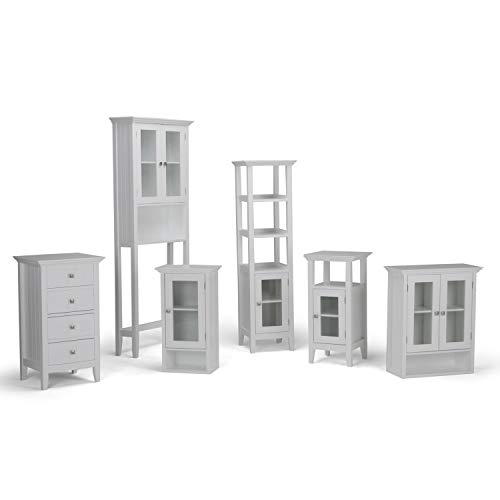 SIMPLIHOME Acadian 28 inch H x 23.6 inch W Double Door Wall Bath Cabinet in Pure White with Storage Compartment and 2 shelves, for the Bathroom, Transitional