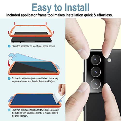 AACL [3+2 Pack] For Galaxy S22 Screen Protector & Camera Lens Protector for Samsung Galaxy S22 5G, 6.1 Inch, 7H Hybrid Film[Fingerprint Unlock][Anti-Scratch]
