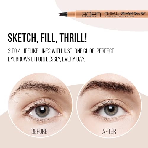 aden Microblading Eyebrow Pen β Brow Tint β Smudge Proof, Waterproof, Defined Micro Hair-Like Brows for Long-Lasting Wear - Made In Italy (02 Soft brown)