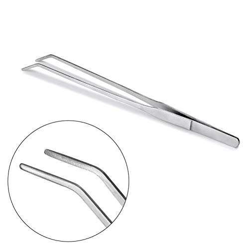 Daimay Aquarium Tweezers Stainless Steel Feeding Straight Tweezer Aqua Scaping Curved Tweezer for Fish Tank Aquatic Plants 10.6" Long