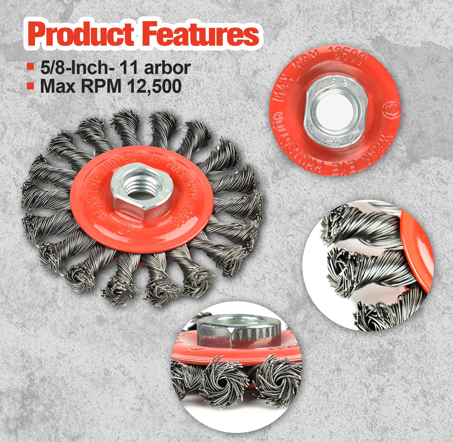 Aain 10 PCS - 4 Inch Twist Knotted Wire Wheel Brush for Grinders and Angle Grinder - 5/8 Inch-11 Threaded Arbor - 0.020 Inch Carbon Steel Wire,4" x 5/8-Inch | 11 UNC (AQ19A10)