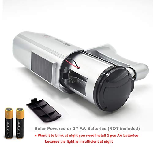 YSUCAU Solar Powered Bullet Dummy Fake Camera Surveillance Security CCTV Dome Camera with Flashing Red LED Light & Warning Security Alert Sticker Decals Outdoor/Indoor Use (1 Pack)