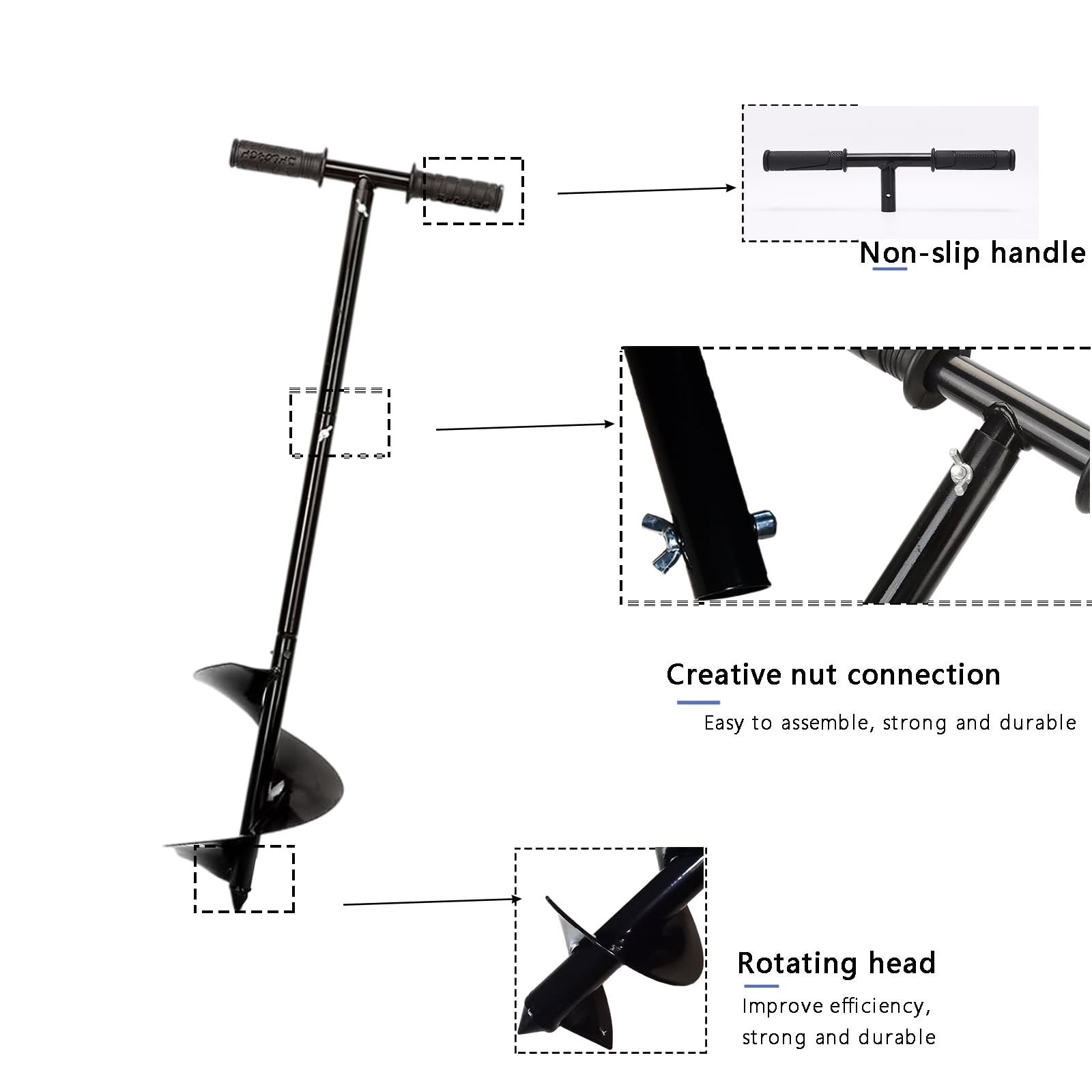 Compost Turning Tool Compost Stirring Tool,Compost Turning Bar 33.4inch,Manual Compost Aerator Tool Turner and Mixing Tool for Outdoor Compost Tumbler Bins,Composting Accessories (Black-33.4IN)