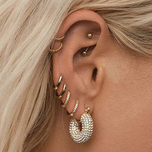 3 Pairs Small Huggie Hoop Earrings Set 14K Gold Hypoallergenic Lightweight Huggie Hoops Earrings for Women Trendy